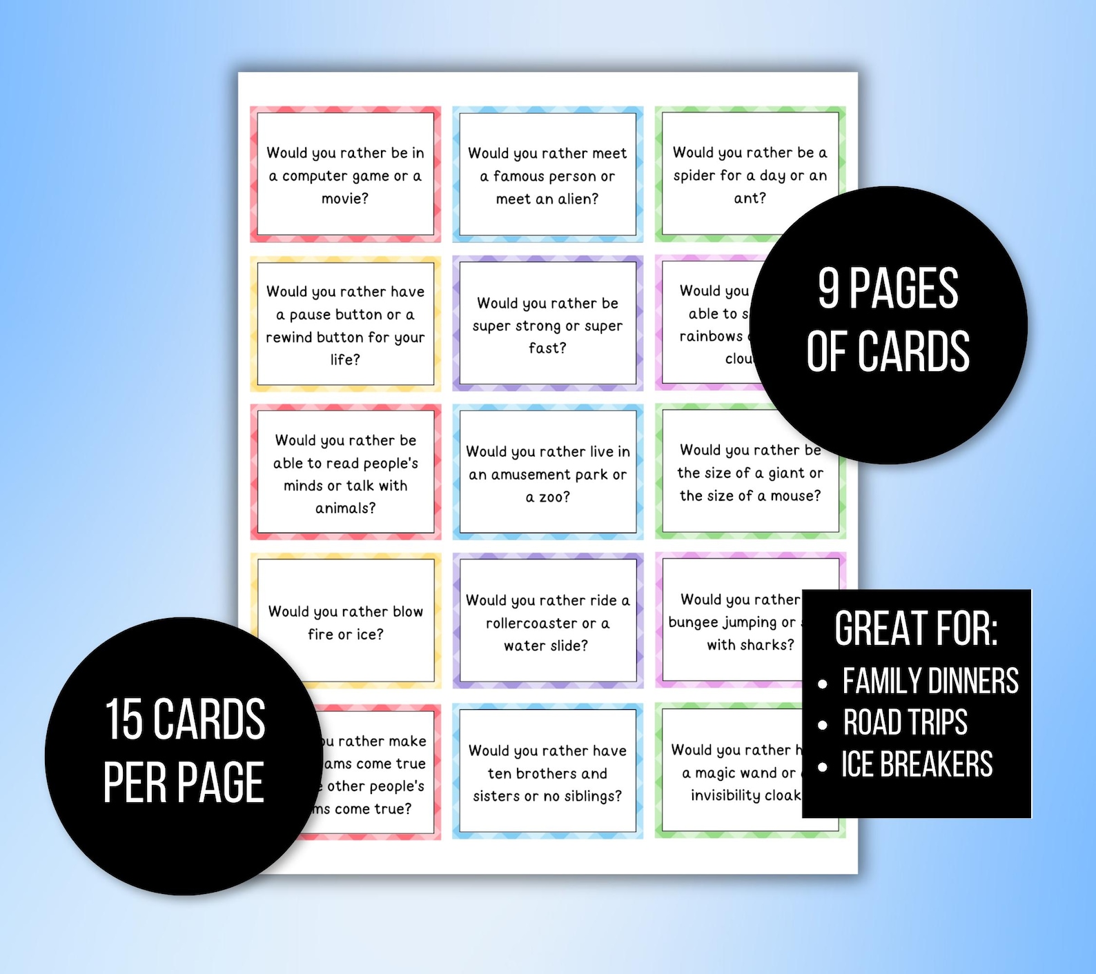 Would You Rather Questions for Kids, Conversation Starters, Road Trip ...