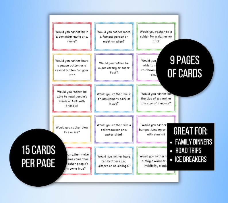 Would You Rather Questions for Kids, Conversation Starters, Road Trip ...