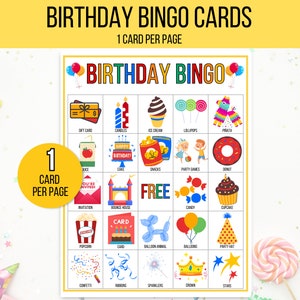 Birthday Bingo, 30 Birthday Party Bingo Cards, Birthday Game, Happy ...