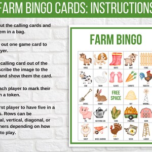 Farm Bingo, 30 Printable Farm Bingo Cards, Barnyard Bingo, Barnyard ...
