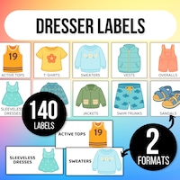 58 Kids Dresser Drawer Labels, Printable Kids Closet Storage Stickers ...