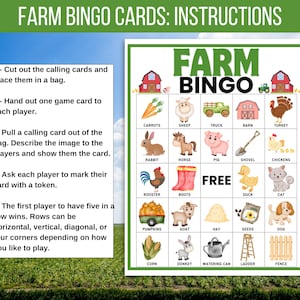 Farm Bingo, 30 Printable Farm Bingo Cards, Barnyard Bingo, Barnyard ...