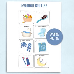 Kids Morning and Evening Routine Charts, Morning Routine for Kids ...