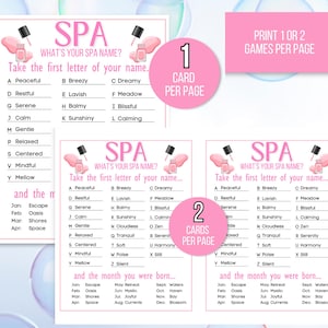 Spa Party Games Printable, Spa Party Activities, Girls Spa Party Games ...