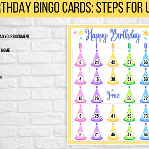 Birthday Bingo, 60 Birthday Bingo Cards, Birthday Party Game, Happy ...