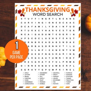 Thanksgiving Word Search, Thanksgiving Word Scramble, Printable ...