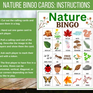 Nature Bingo, 30 Printable Nature Bingo Cards, Nature Party Game ...
