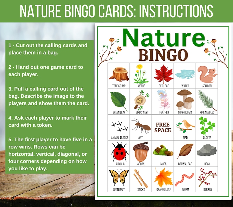 Nature Bingo, 30 Printable Nature Bingo Cards, Nature Party Game ...