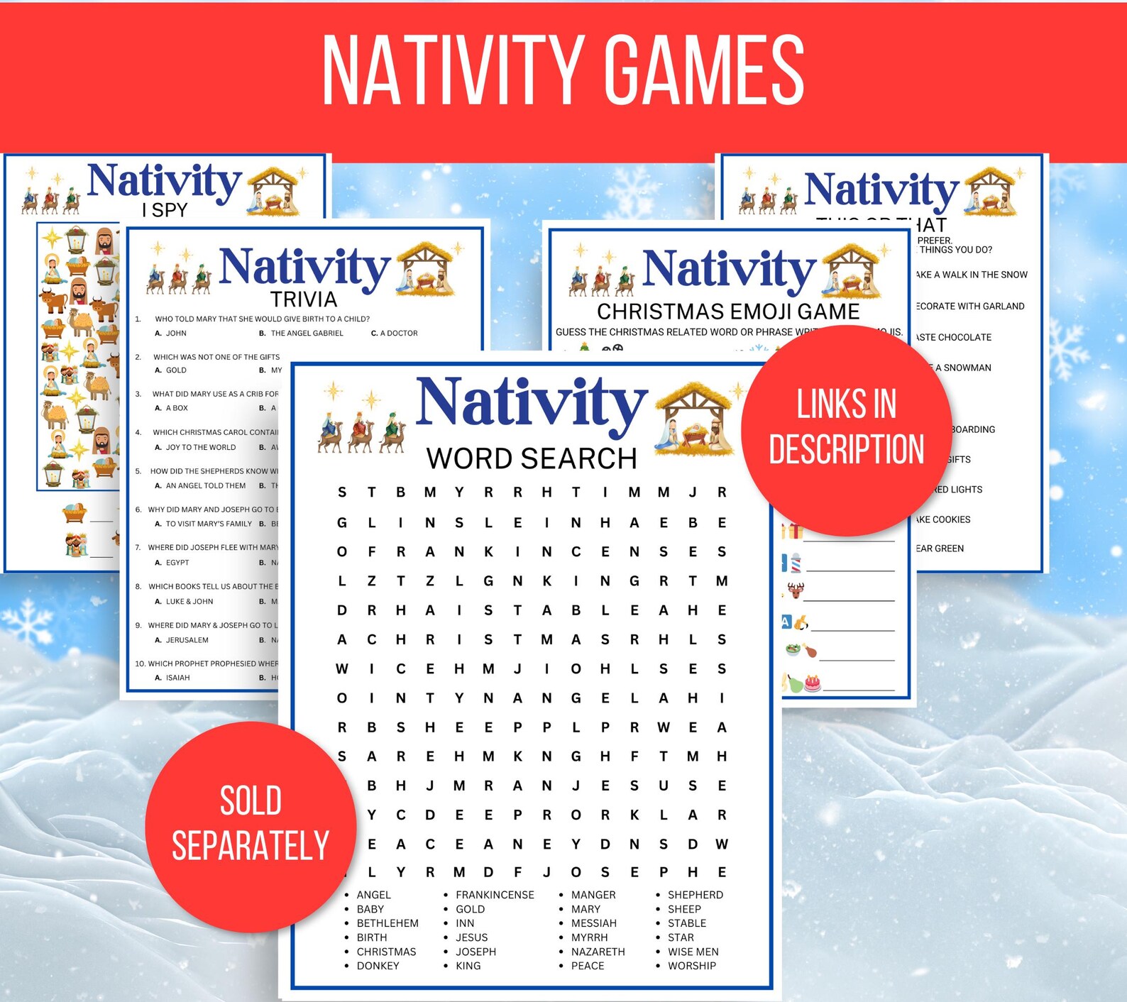 Bible Christmas Pass the Prize, Bible Christmas Games, Nativity Pass ...
