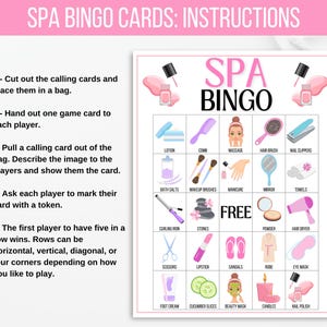 Spa Bingo, 40 Spa Bingo Cards, Spa Birthday Party Game, Girls Party ...