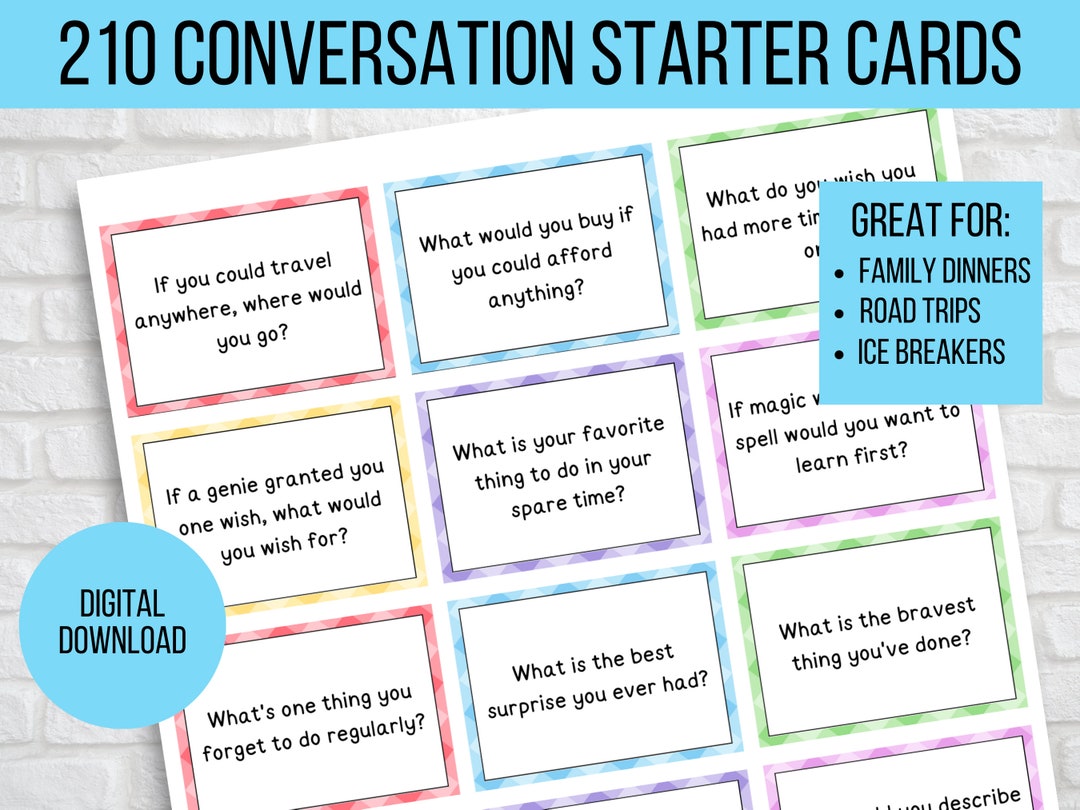 210 Conversation Cards Conversation Starters Road Trip - Etsy