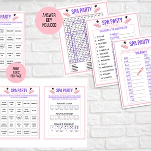 Spa Party Games Printable, Spa Party Activities, Girls Spa Party Games ...