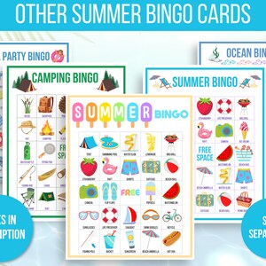 Beach Bingo, Fun in the Sun Bingo, 30 Printable Beach Bingo Cards ...