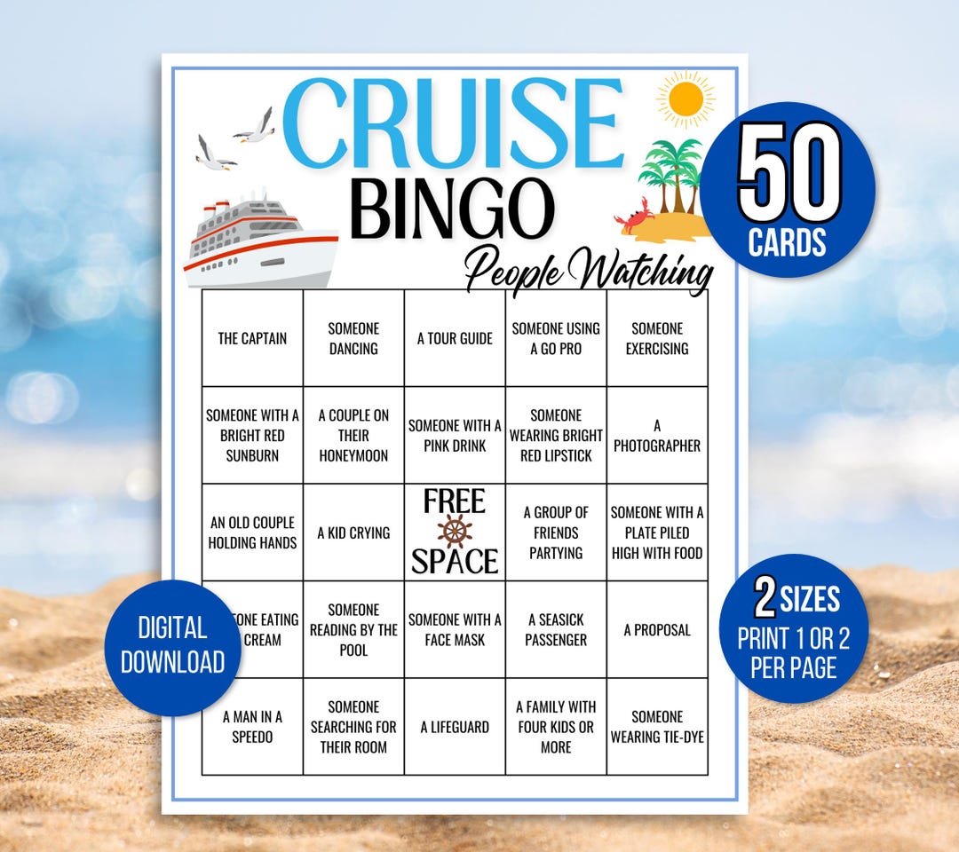 Cruise Bingo, Cruise Games, 50 Cruise Bingo Cards, Cruise Ship People ...