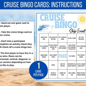 Cruise Bingo, 50 Printable Cruise Bingo Cards, Cruise Ship Activities ...