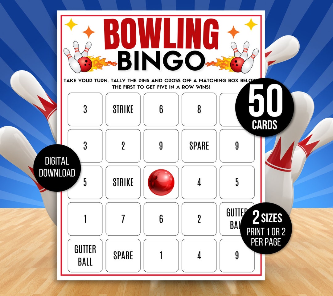 Bowling Bingo, 50 Bowling Bingo Cards, Bowling Game, Bowling Activity ...