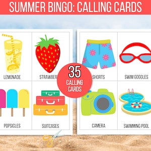 Summer Bingo, 60 Summer Bingo Cards, Summer Game, Summer Activity, Kid ...