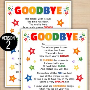 End of School Year Letter for Students, Gift From Teacher, Last Day of ...