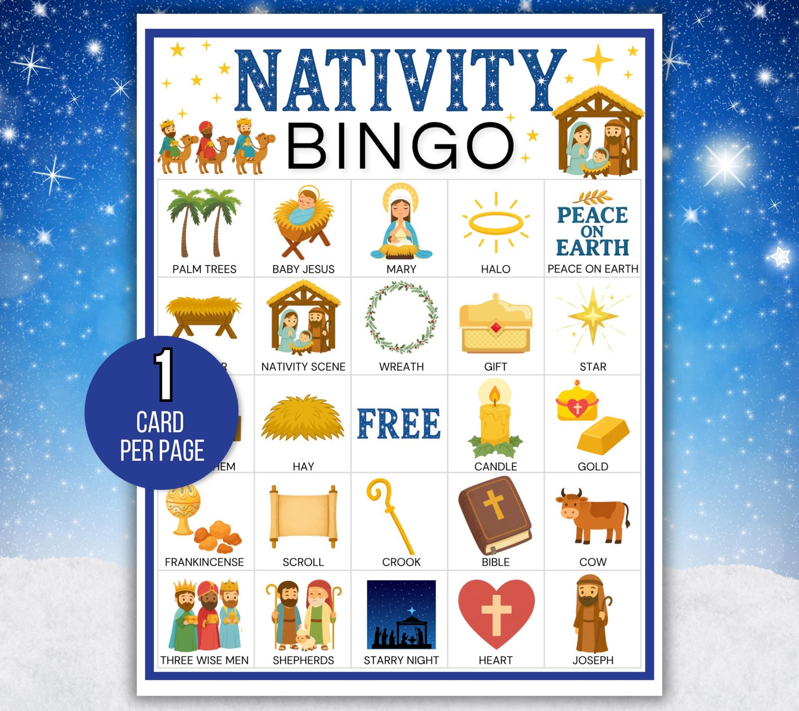 Nativity Bingo, 50 Nativity Bingo Cards, Christmas Bingo, Christmas ...