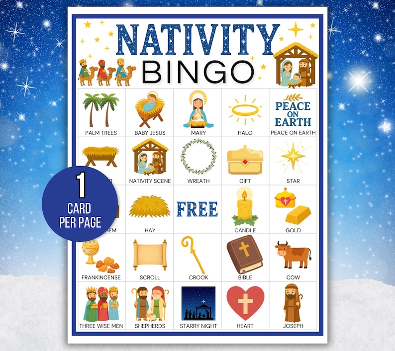 Nativity Bingo, 50 Nativity Bingo Cards, Christmas Bingo, Christmas ...