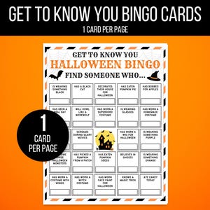 Halloween Get to Know You Bingo, Halloween Bingo, Halloween Games, Find ...