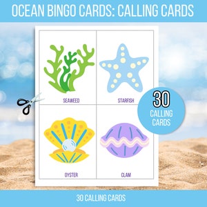 Ocean Bingo, Under the Sea Bingo, 30 Printable Ocean Bingo Cards, Ocean ...