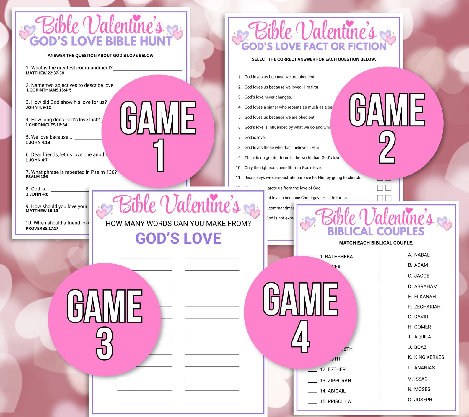 Valentine's Bible Games, Bible Valentine's Party Games, Valentine's ...