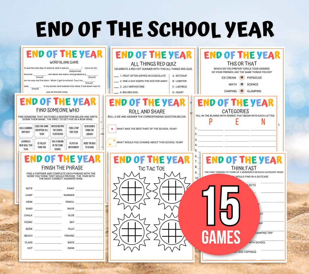End of Year Party Games, Last Day of School Game Bundle, End of School ...