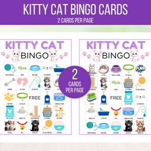 Cat Bingo, 30 Printable Kitty Cat Bingo Cards, Cat Birthday Party Game ...