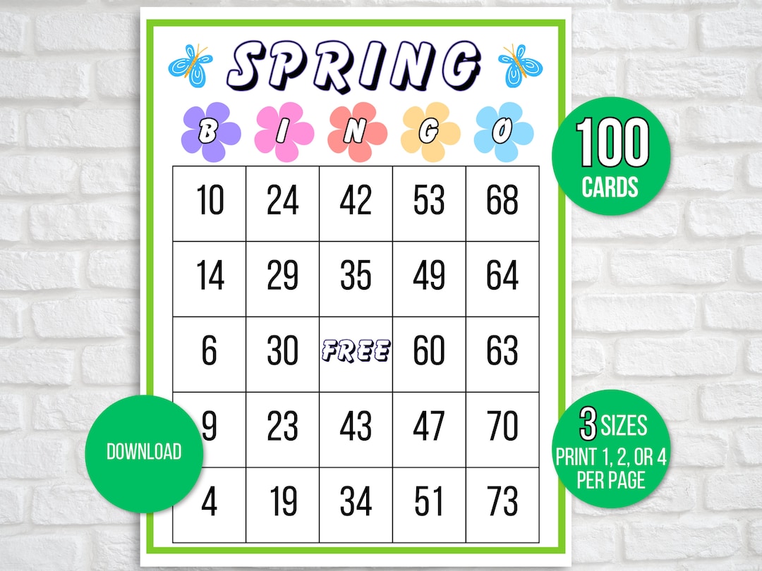 Spring Bingo, 100 Spring Bingo Cards, Spring Carte Bingo, Spring ...