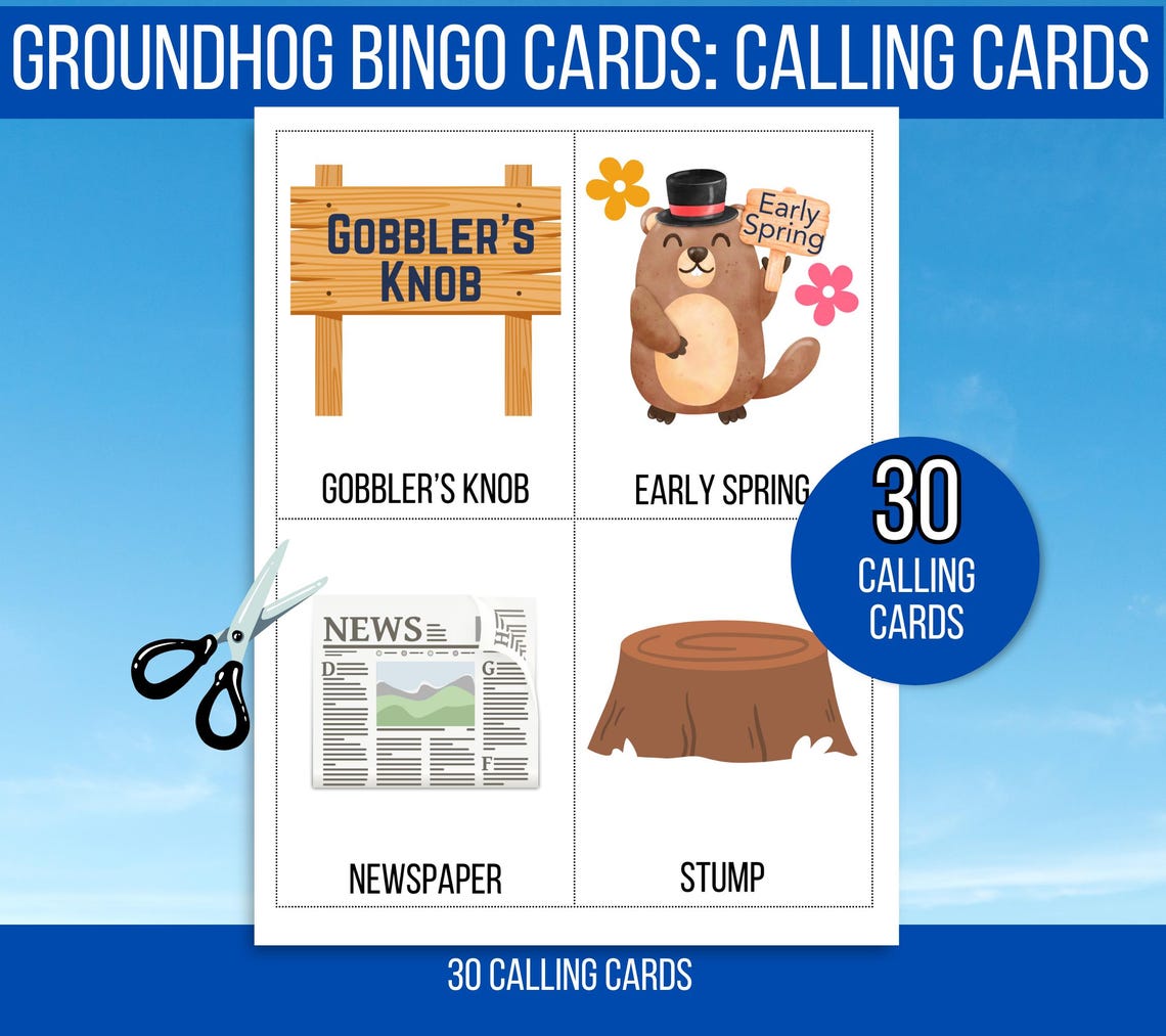 Groundhog Day Bingo, 30 Printable Groundhog Day Bingo Cards, Groundhog ...