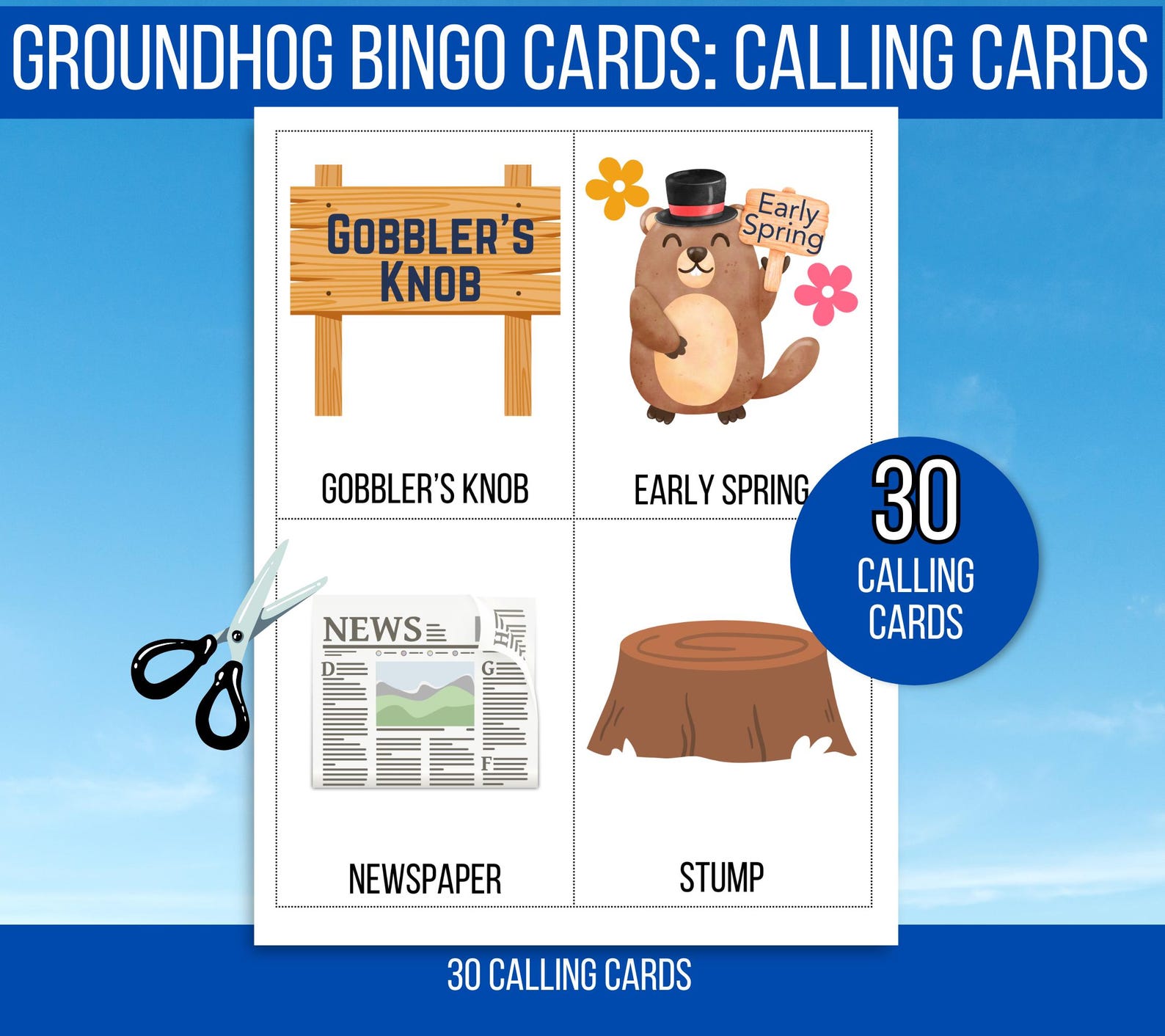 Groundhog Day Bingo, 30 Printable Groundhog Day Bingo Cards, Groundhog ...