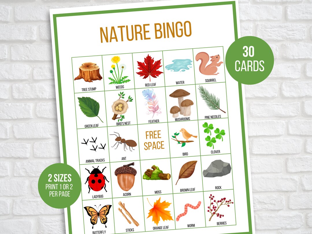 Nature Bingo 30 Printable Nature Bingo Cards Nature Party - Etsy UK