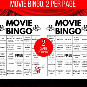 Movie Bingo, 10 Movie Bingo Cards, Movie Games, Movie Tracker Bingo ...