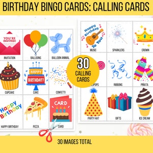 Birthday Bingo, 30 Birthday Party Bingo Cards, Birthday Game, Happy ...