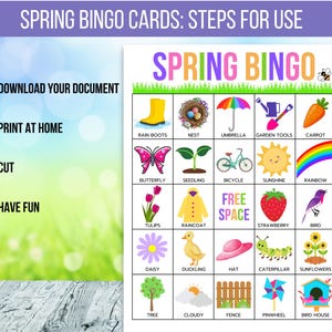 Printable Spring Bingo, 30 Spring Bingo Cards, Spring Activity for Kids ...