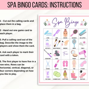 Spa Bingo, 40 Spa Bingo Cards, Spa Activity, Spa Party Game, Spa Game ...