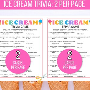 Ice Cream Trivia Game, Ice Cream Game, Ice Cream Social Game,ice Cream ...
