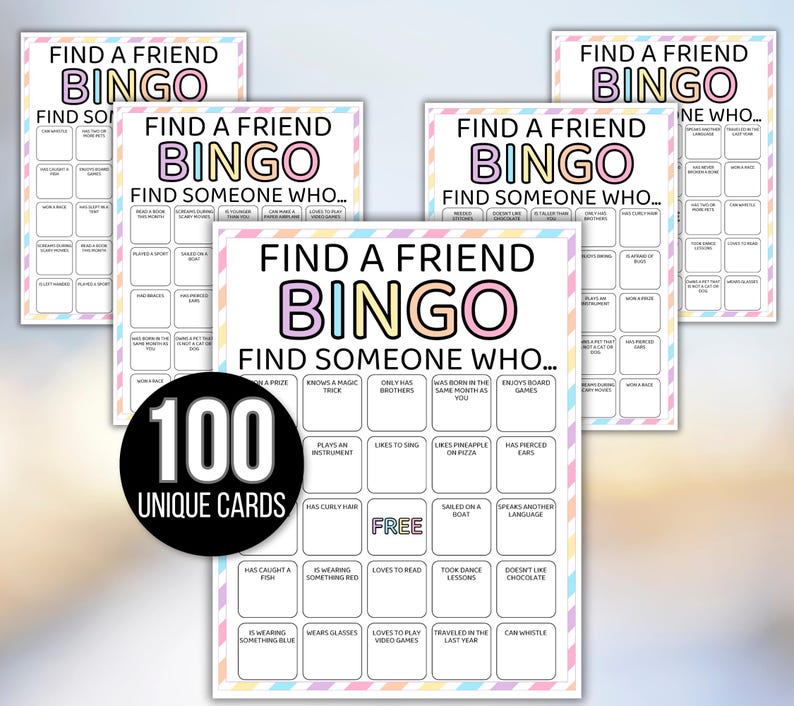 Find a Friend Bingo, Find A Friend Bingo Template, Find Someone Who ...