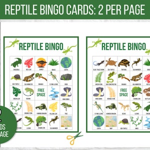 Reptile Bingo, 30 Printable Reptile Bingo Cards, Reptile Party Game ...