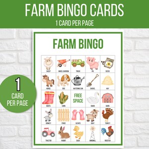 Farm Bingo, 30 Printable Farm Bingo Cards, Barnyard Bingo, Barnyard ...