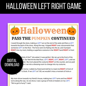 Halloween Left Right Game, Pass the Pumpkin Game, Halloween Left Right ...
