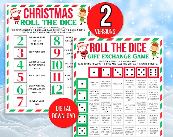 Roll the Dice Printable, Christmas Party Game, Office Christmas Party ...