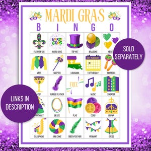 Mardi Gras Bingo, 200 Mardi Gras Bingo Cards, Mardi Gras Party Game ...