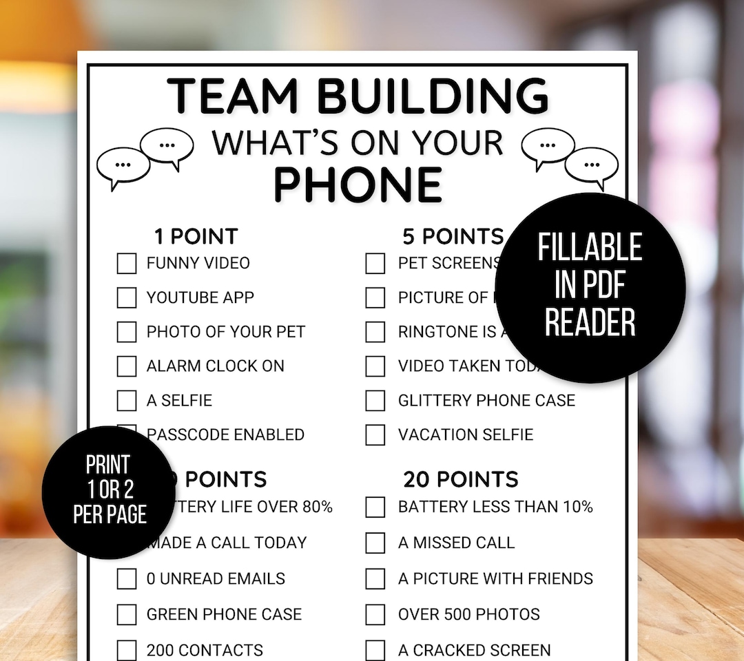 Office Games, Team Building What's on Your Phone, Team Building Phone ...