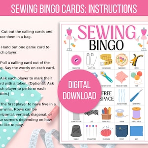 Sewing Bingo, 30 Printable Sewing Bingo Cards, Quilting Bingo, Sewing ...