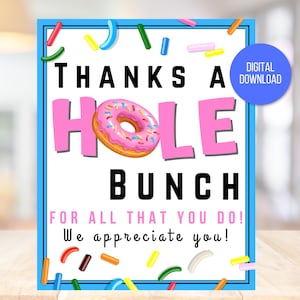 Donut Appreciation Sign, Donut Sign, Appreciation Week Printable Sign ...