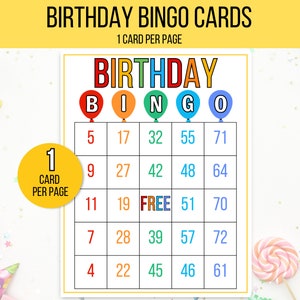 Birthday Bingo, 100 Birthday Party Bingo Cards, Birthday Game, Happy ...