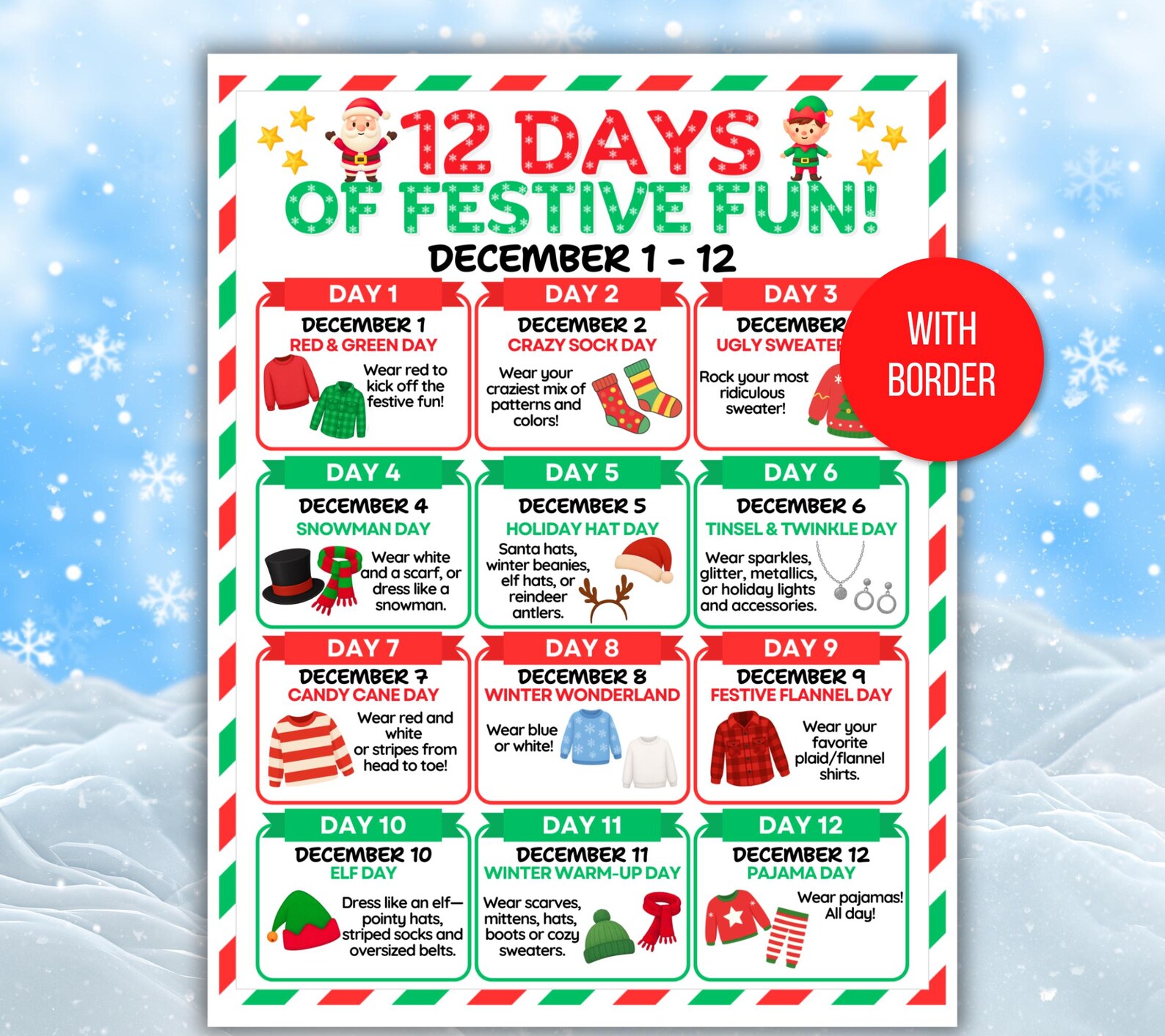 Customizable 12 Days of Christmas Dress up Flyer Printable, Editable ...