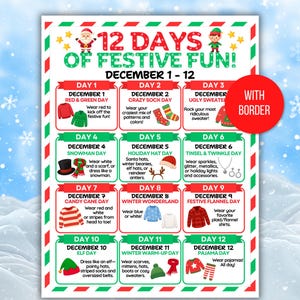 Customizable 12 Days of Christmas Dress up Flyer Printable, Editable ...